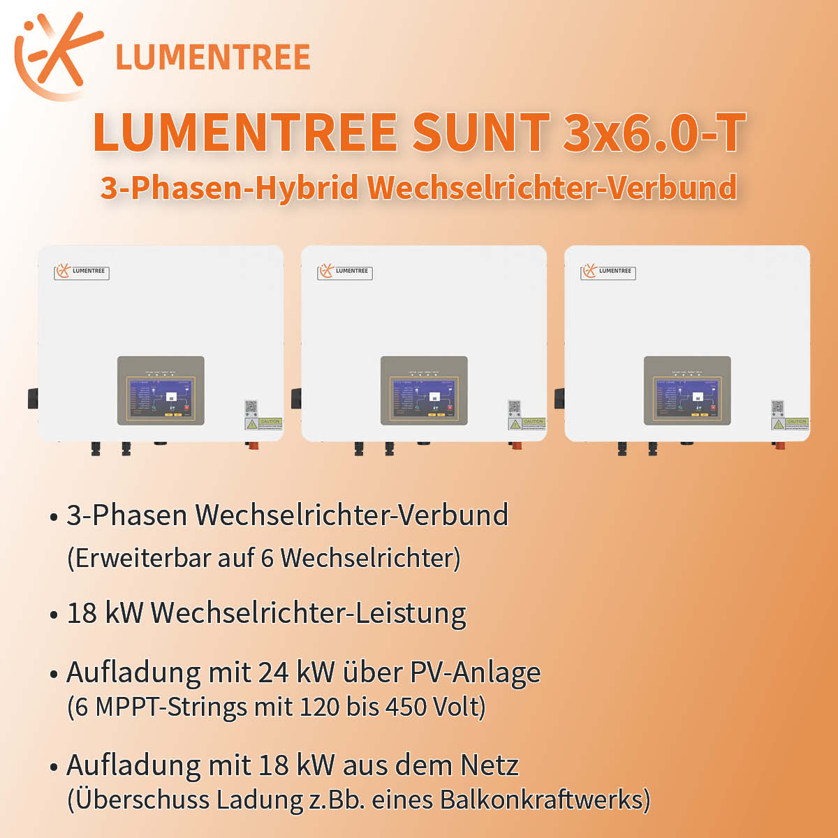 3 x Lumentree SUNT 6.0kW-T (3-Phasen-Set) - Deutscher Lumentree-Shop