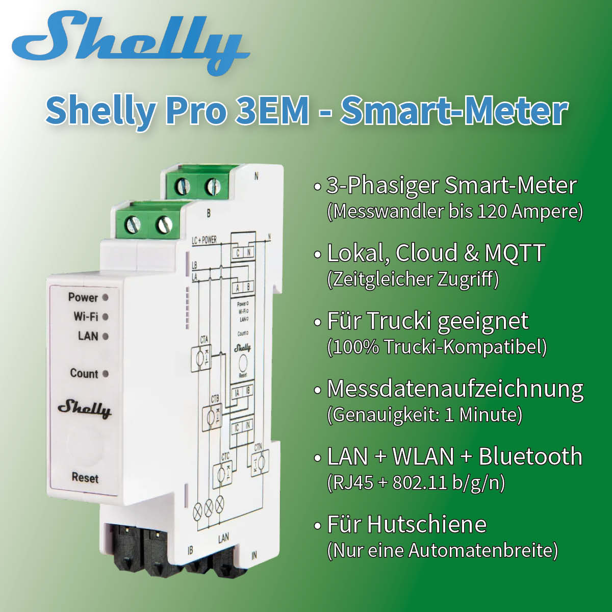 Shelly Pro 3EM Smart-Meter für Trucki - Deutscher Lumentree-Shop